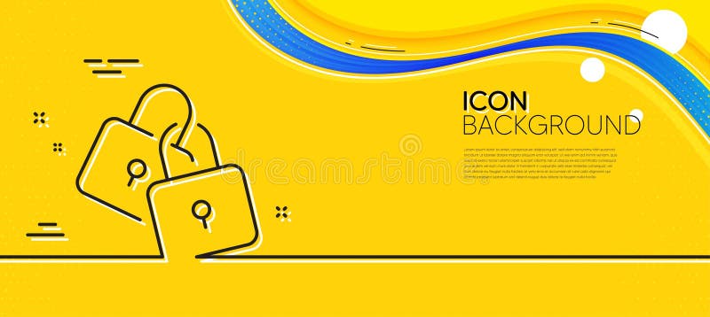 Lock Line Icon. Wedding Padlock Sign. Minimal Line Yellow Banner ...