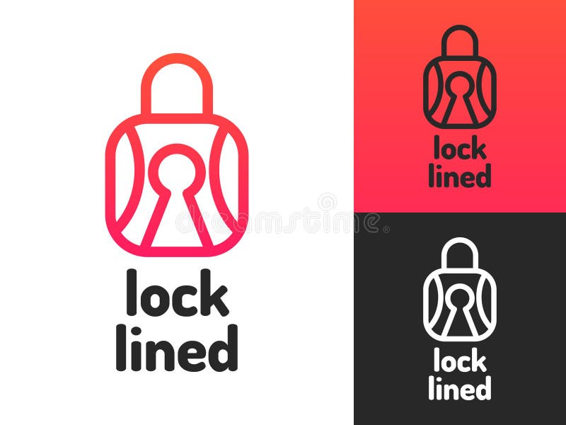 Lock Lined Logo Design stock vector. Illustration of line - 216437205