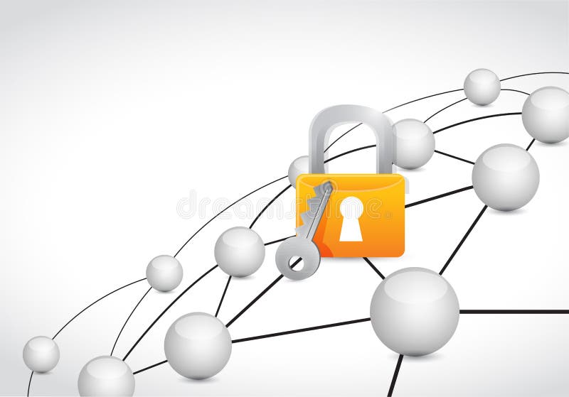 Lock Link Sphere Network Connection Concept Stock Illustration ...