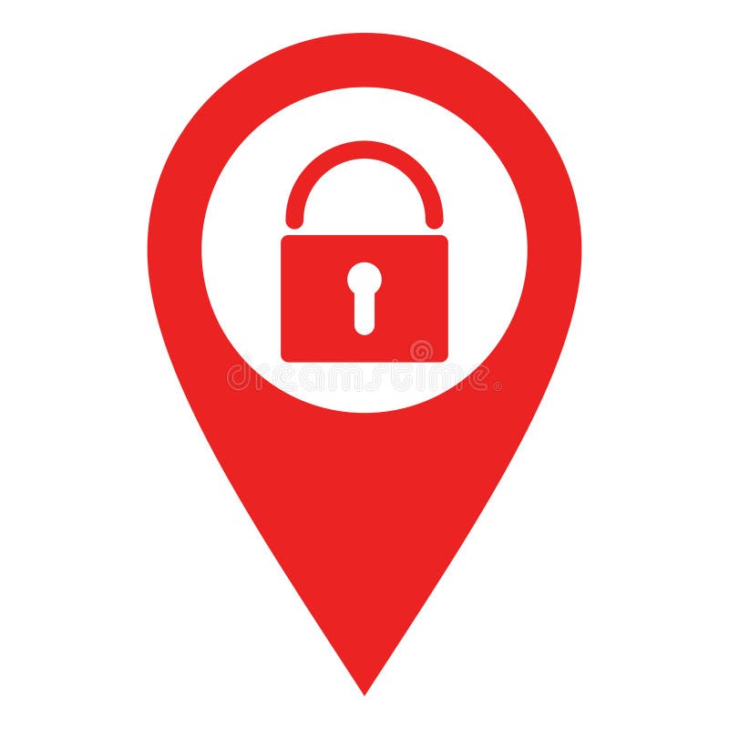 Lock and location pin stock vector. Illustration of navigation - 159826945