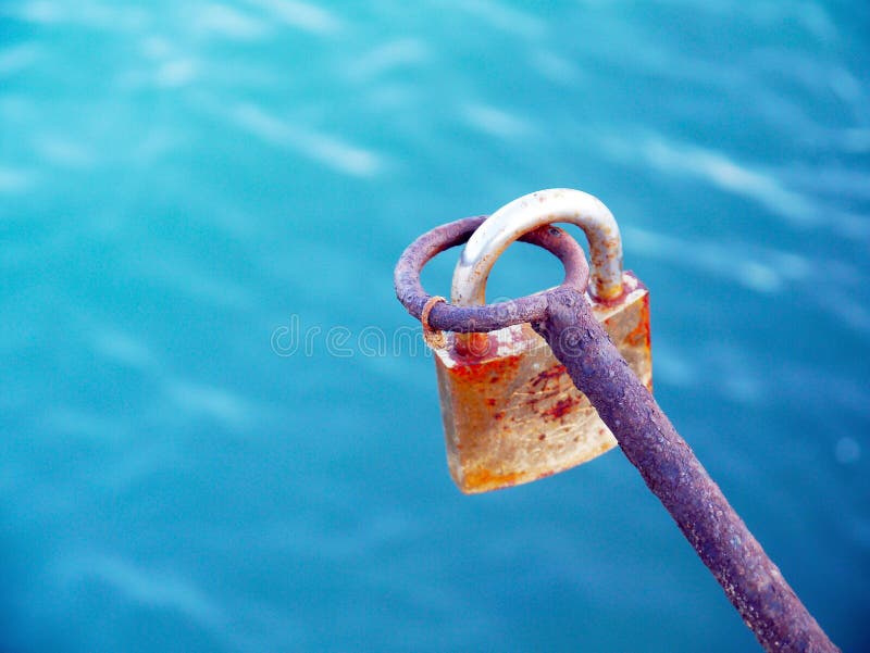 Lock locked with key stock photo. Image of locks, railing - 145939428