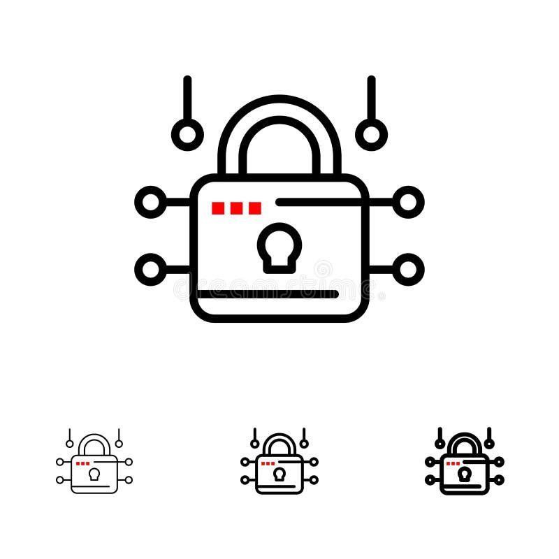 Lock, Locked, Security, Secure Bold and Thin Black Line Icon Set Stock ...