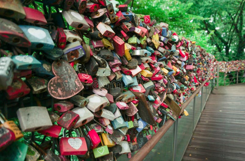 Lock Love Bridge in Namsan Tower Editorial Image - Image of traditional ...