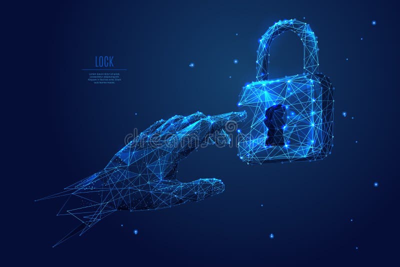 Low Poly Lock on a Chain. B Locking Data Stock Vector - Illustration of ...