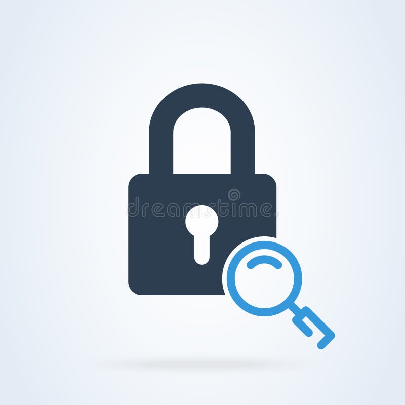 Lock and Magnifier Vector Icon. Security Password Search Stock Vector ...