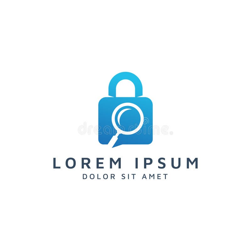 Lock and Magnifying Glass Negative Space Logo Design Stock Vector ...