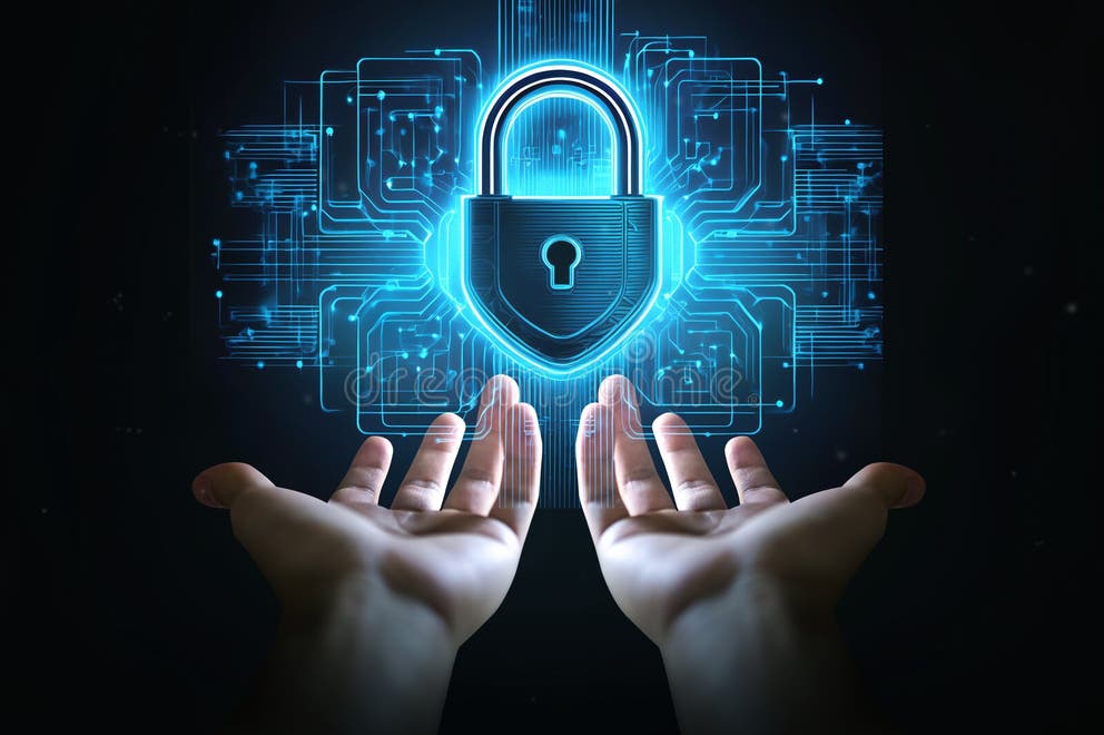 Lock Mark Cybersecurity Internet, Protect Attacks from a Hacker. Stock ...