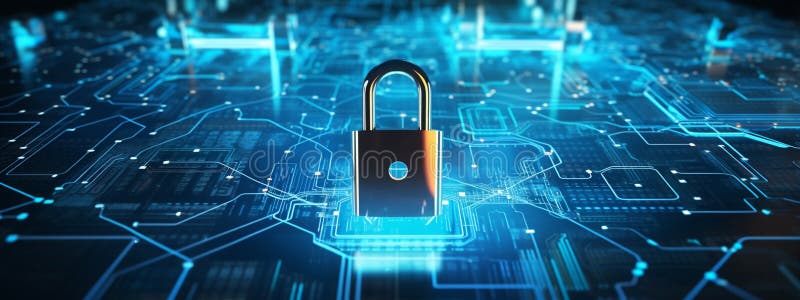 Lock on a Microcircuit. Electronic Lock Icon Stock Illustration ...