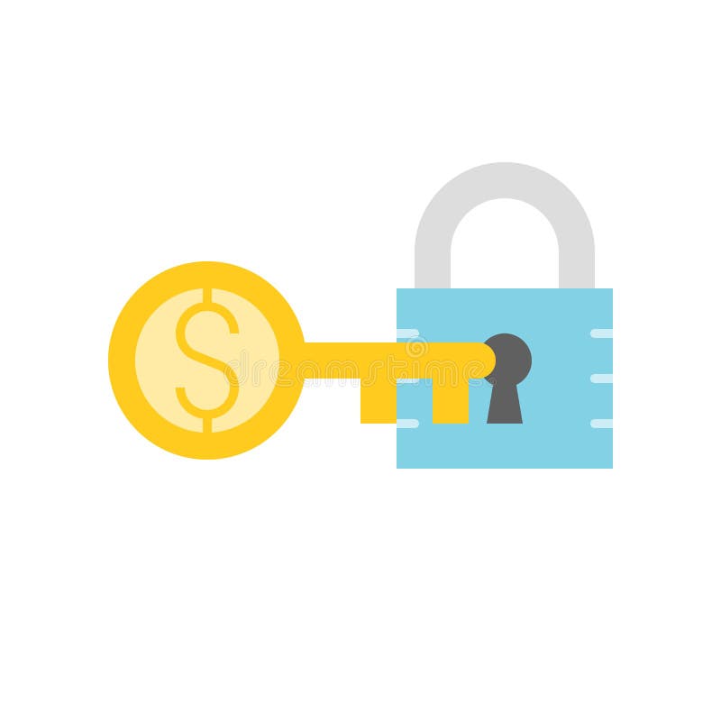 Lock and Money Gold Key, Key of Success Concept Icon Stock Vector ...