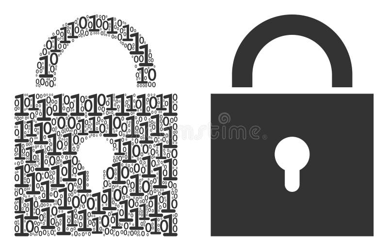 Lock Collage of Binary Digits Stock Vector - Illustration of locked ...