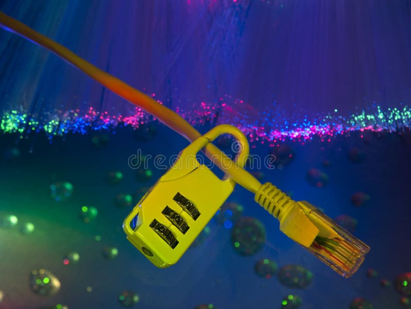 Lock and network cable stock photo. Image of internet - 22323350