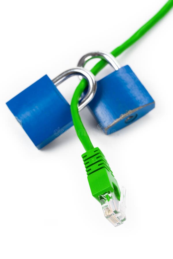 Lock and network cable stock photo. Image of internet - 22323350