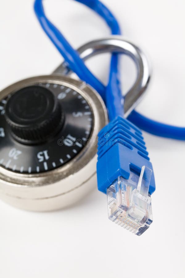 Lock and network cable stock image. Image of online, plug - 5379117