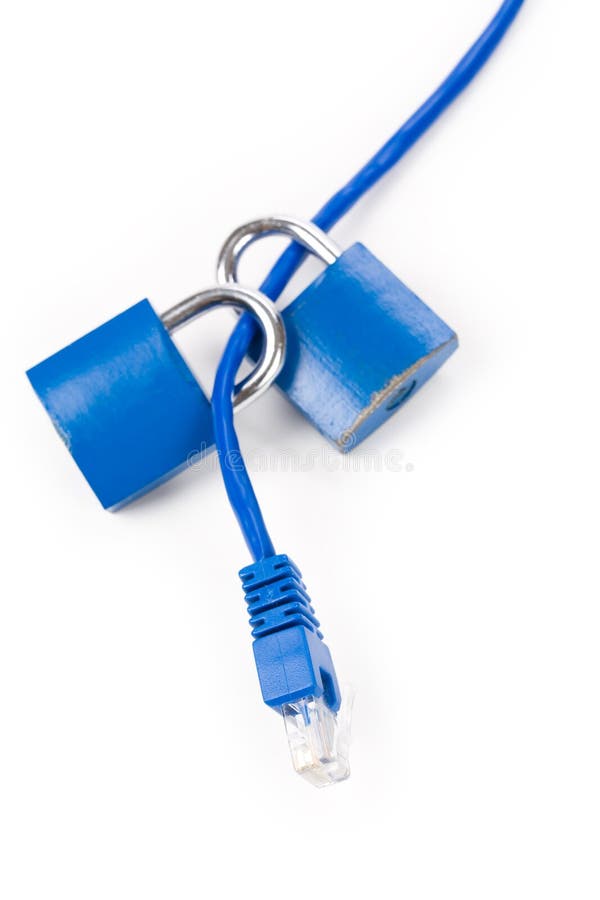Computer cable and lock stock photo. Image of concepts - 8967310