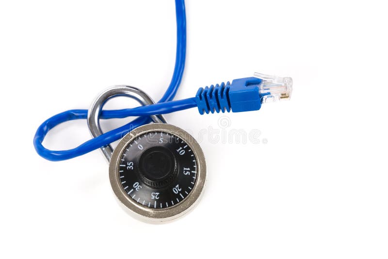 Lock and network cable stock image. Image of online, plug - 5379117