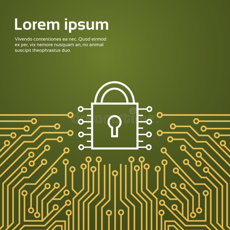 Lock Network Data Protection System Concept Banner Stock Vector ...