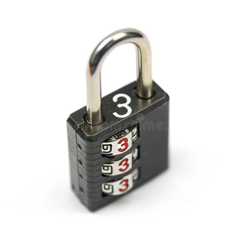Lock with Numbers 3 and 3 Isolated on White Background Stock ...