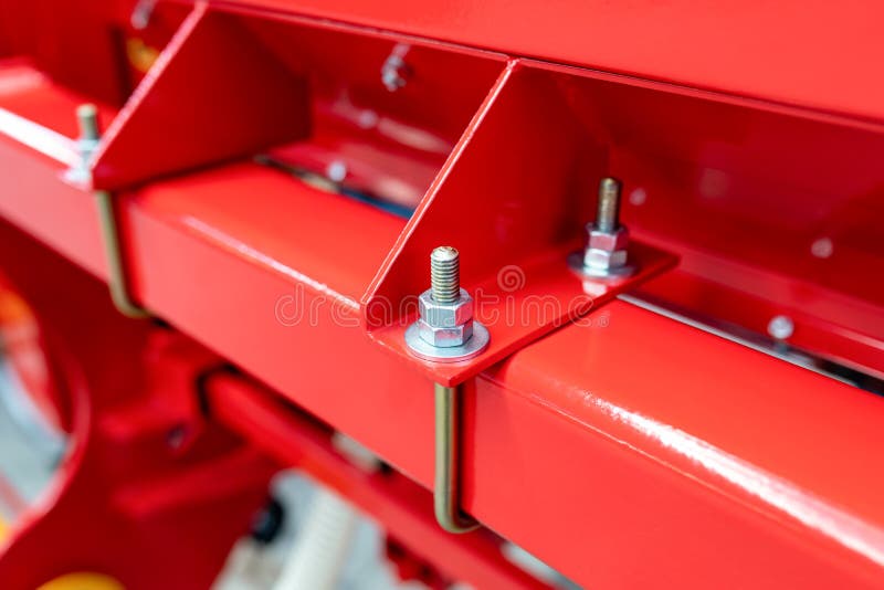 Lock Nut. Using Second Nut To Prevent Unscrewing. Fragment of a Red ...