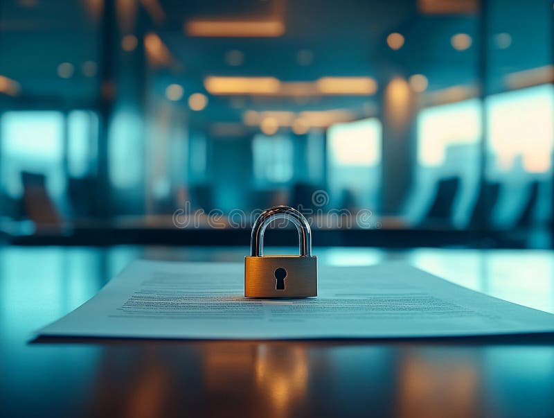 Lock on Official Documents in Professional Office Setting Stock Image ...