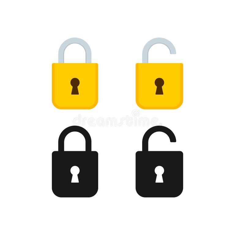 Lock Open and Lock Closed Icons Set. Security Symbol. Vector ...