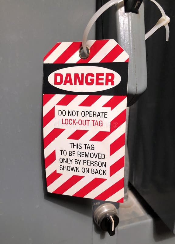 Lock Out Tag on an Electirical Panel Stock Image - Image of warning ...