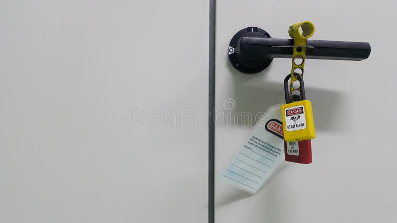 Lockout Devices and Safety First Point Stock Image - Image of building ...