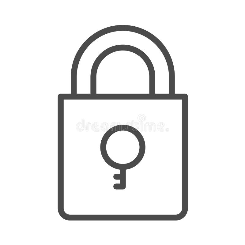 Lock Outline Vector Security Icon with Key Stock Vector - Illustration ...