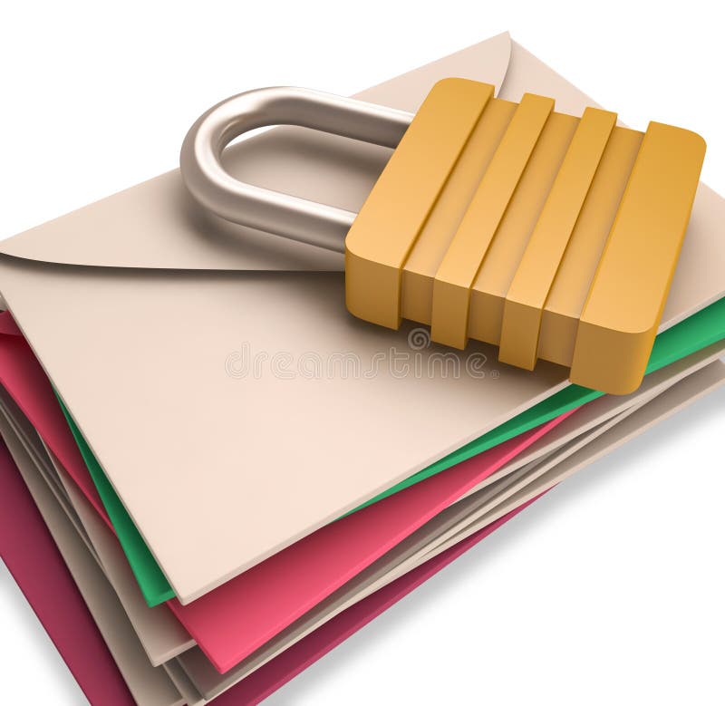 Lock Over Letters Showing Post Office Security Stock Illustration ...