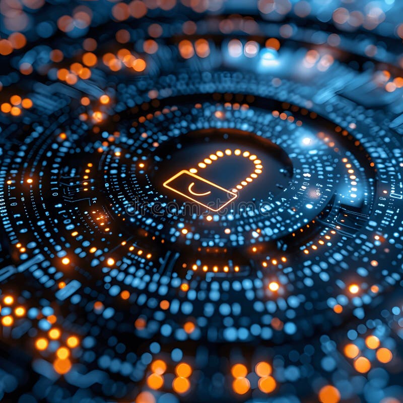 Lock Overlay on Code, Cybersecurity Essential. Stock Illustration ...