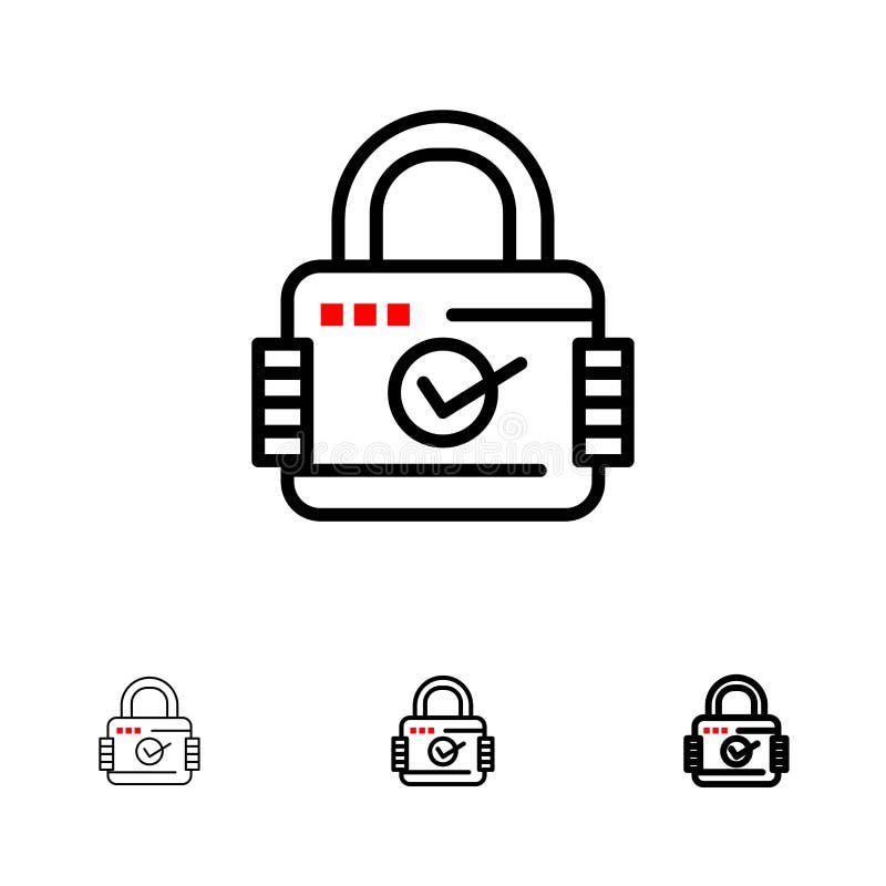 Lock, Padlock, Security, Secure Bold and Thin Black Line Icon Set Stock ...