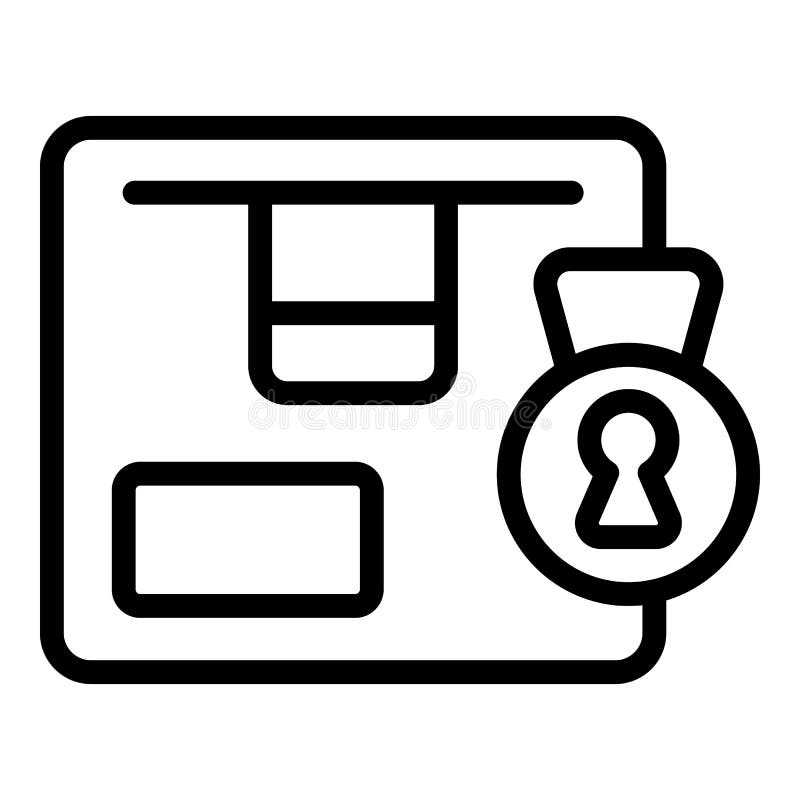 Lock Parcel Icon Outline Vector. Cargo Box Stock Illustration ...