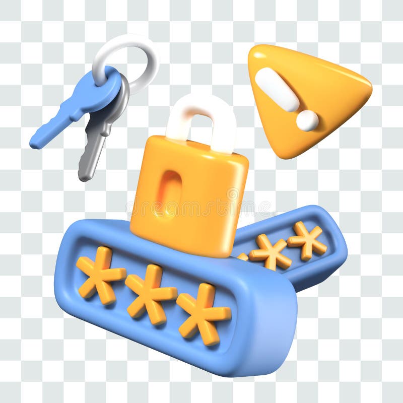 Lock with Password, Field for Entering Characters, Keys, Attention Sign ...