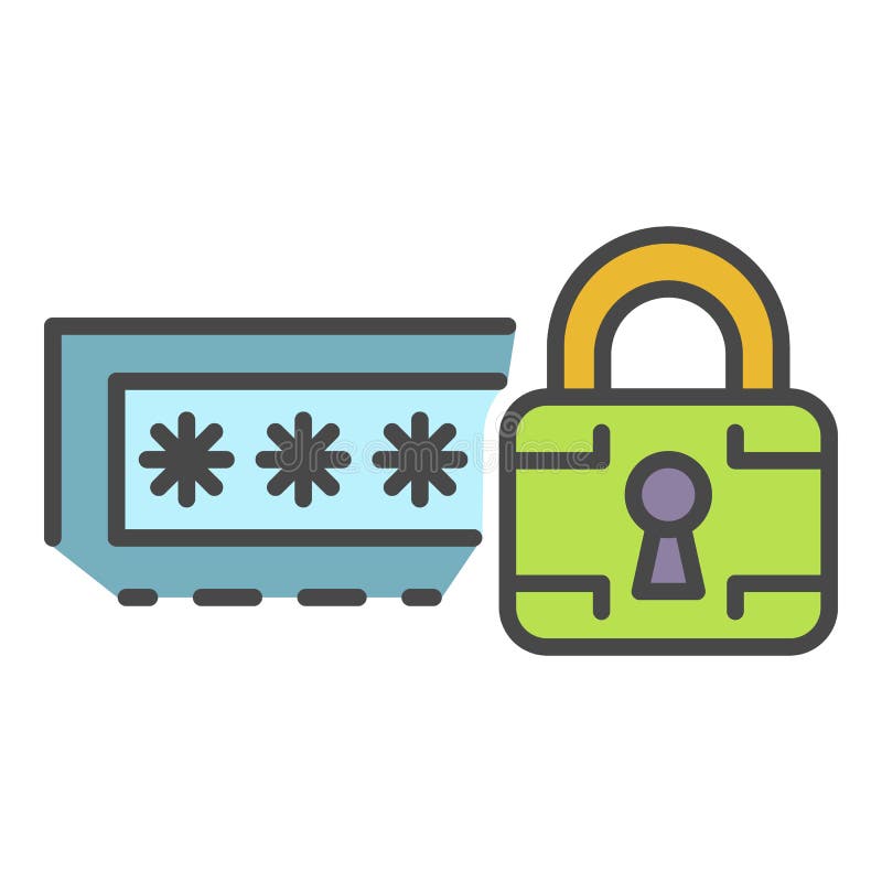 Lock Password Icon Color Outline Vector Stock Vector - Illustration of ...