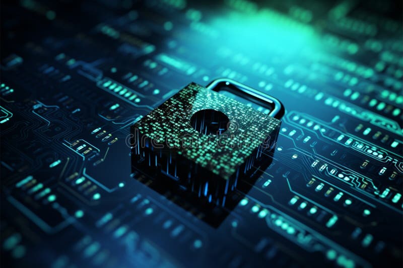 Lock Pattern Emerges In 3d With Detailed Binary Code Pixels Stock
