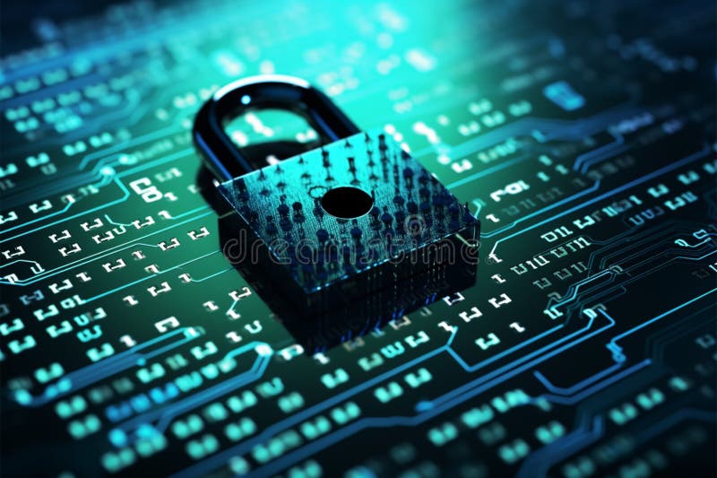 Lock Pattern Emerges In 3d With Detailed Binary Code Pixels Stock