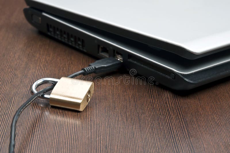 Lock on pc cable stock photo. Image of mobile, office - 20532322