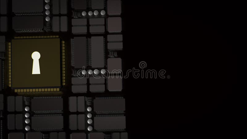 The Lock on Pcb Board for Technology Security Concept 3d Rendering ...