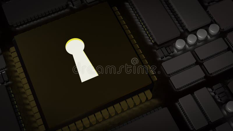 The Lock on Pcb Board for Technology Security Concept 3d Rendering ...