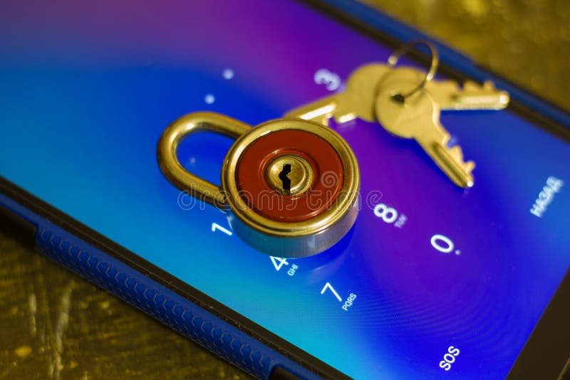 Lock the phone. stock photo. Image of network, data - 137728364