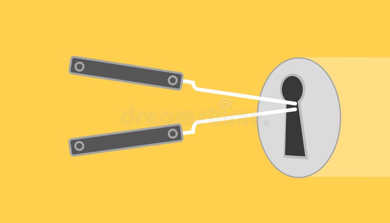 Lock Pick Illustration with Lock Picked Yellow Background with Flat ...