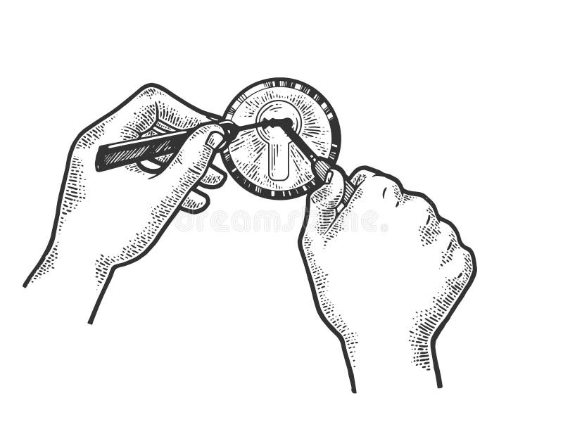 Lock Picking Sketch Vector Illustration Stock Vector - Illustration of ...