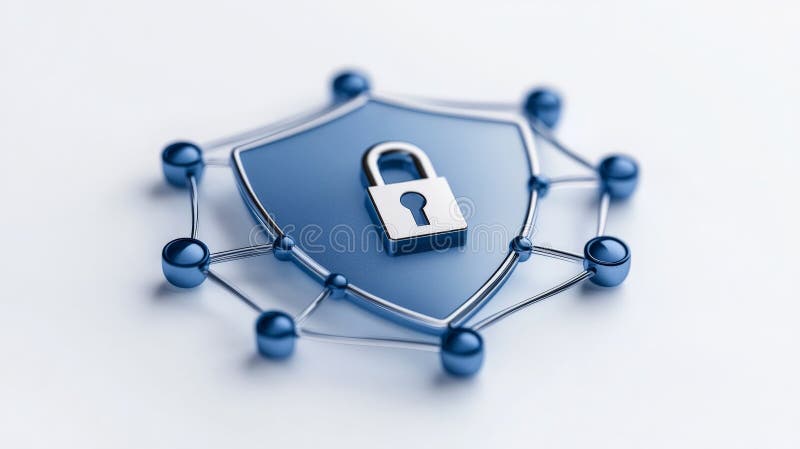 Lock Protected Shield in a Decentralized Network Structure, Symbolizing ...
