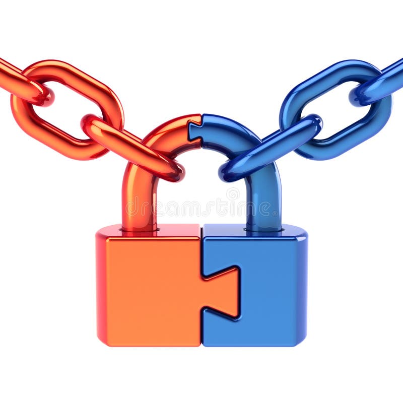 Lock Puzzle Padlock Closed with Chain. Security Concept Stock ...