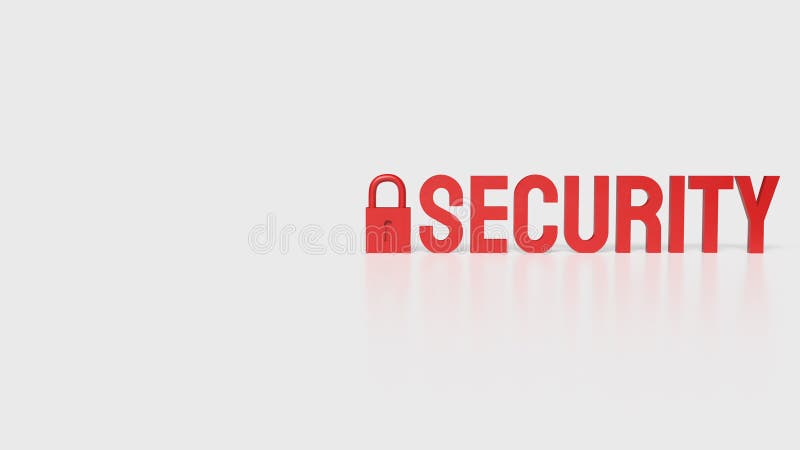 The Lock and Red Security Text on White Background 3d Rendering Stock ...