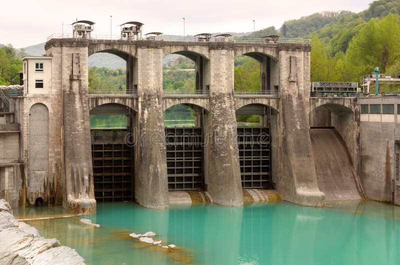 Lock on River with Turquoise Waters Stock Image - Image of arch, three ...