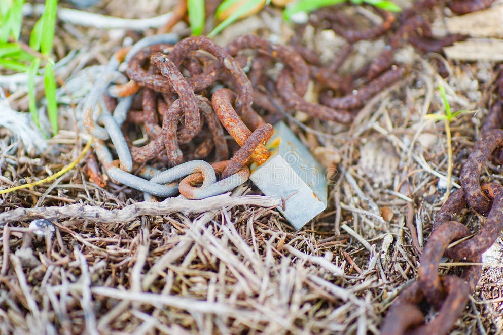 Lock and rusty chain stock photo. Image of locksmith - 105540396