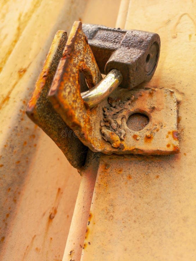 Lock on a Rusty Metal Garage Stock Photo - Image of padlock, entrance ...