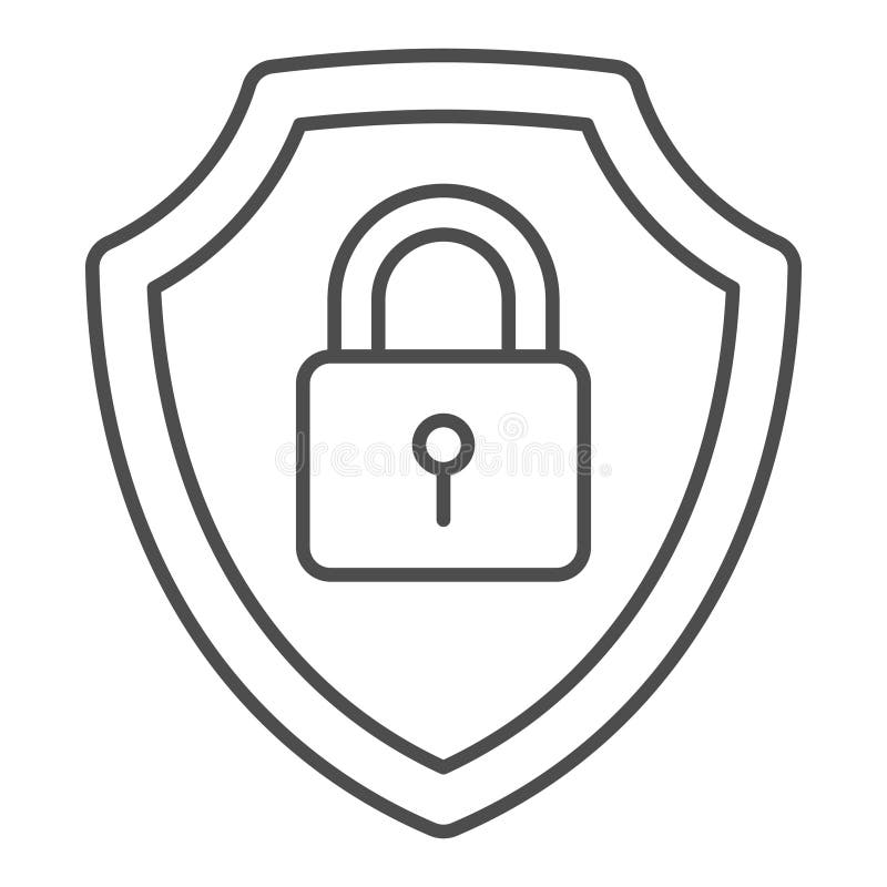 Lock on Safety Emblem Thin Line Icon, Data Guard Protection Concept ...