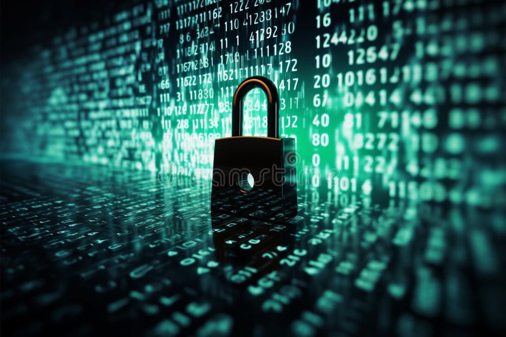 Lock Screen Pixelated with 3D Binary Code Pattern Rendering Stock ...