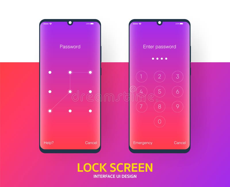 Lock Screen Smartphone Interface Vector Template, Mobile App Page ...